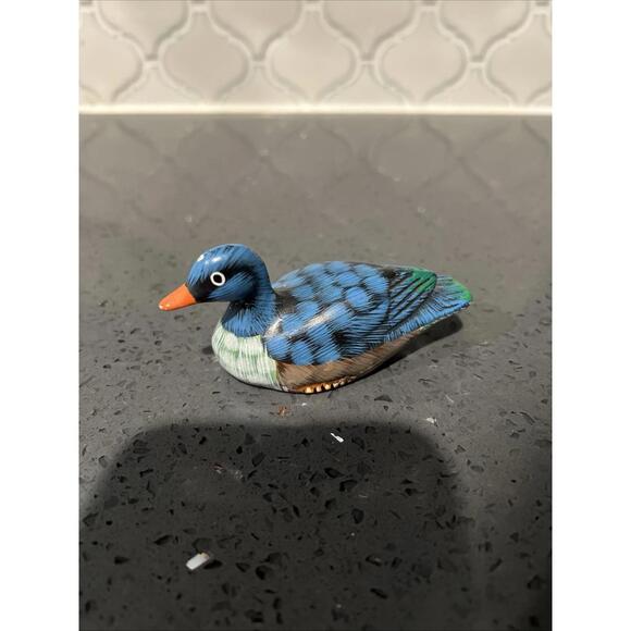 Other | Vintage 3 Blue Green Ceramic Decoy Duck Figurine Hand Painted ...